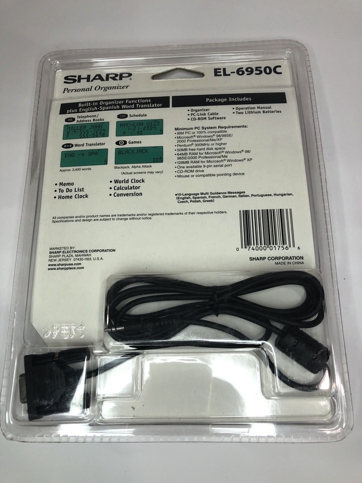 New Sharp Personal Organizer EL-6950C Spanish Translator Phone Address ...