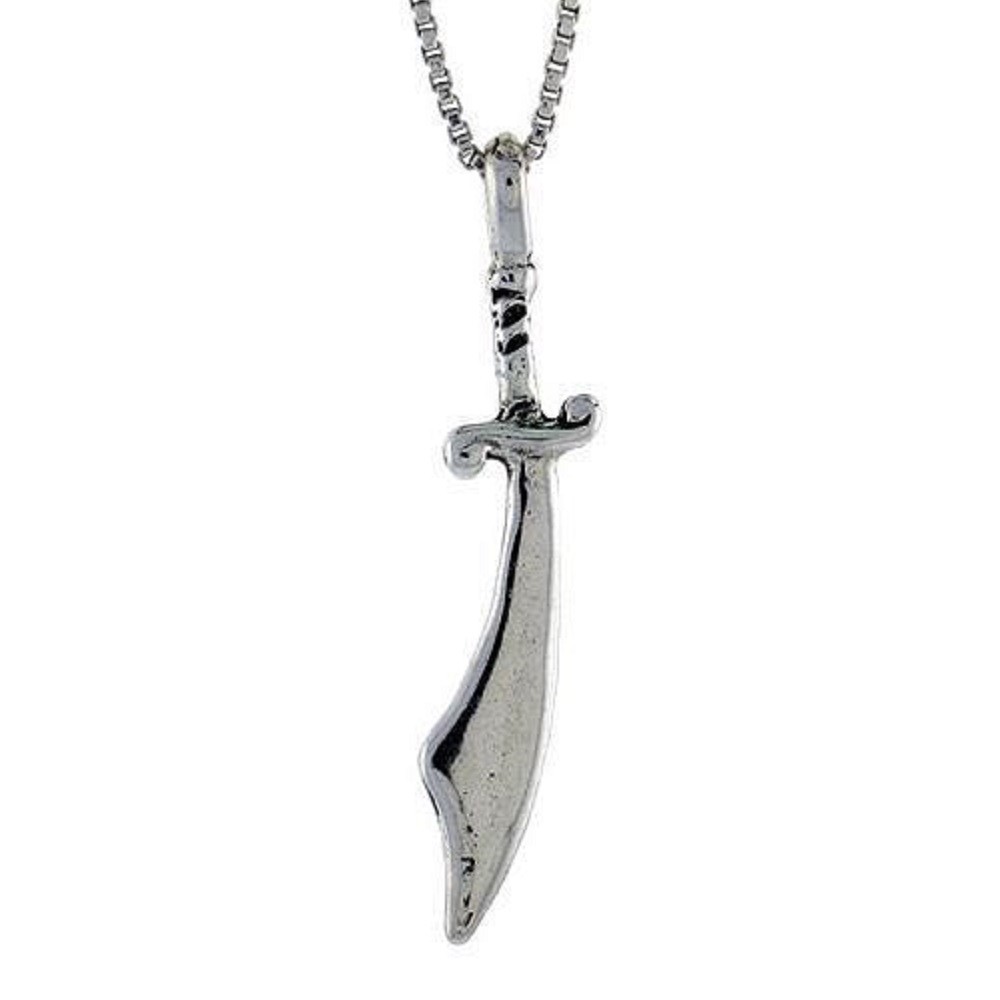 Sterling Silver Sword 3D (3 Dimensional) Pendant / Charm, Italian Box ...