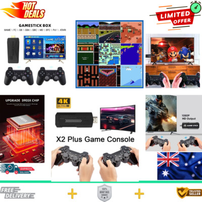 40000+ 4K HDMI Pre-Loaded Retro Game Stick Console 2X Wireless ...