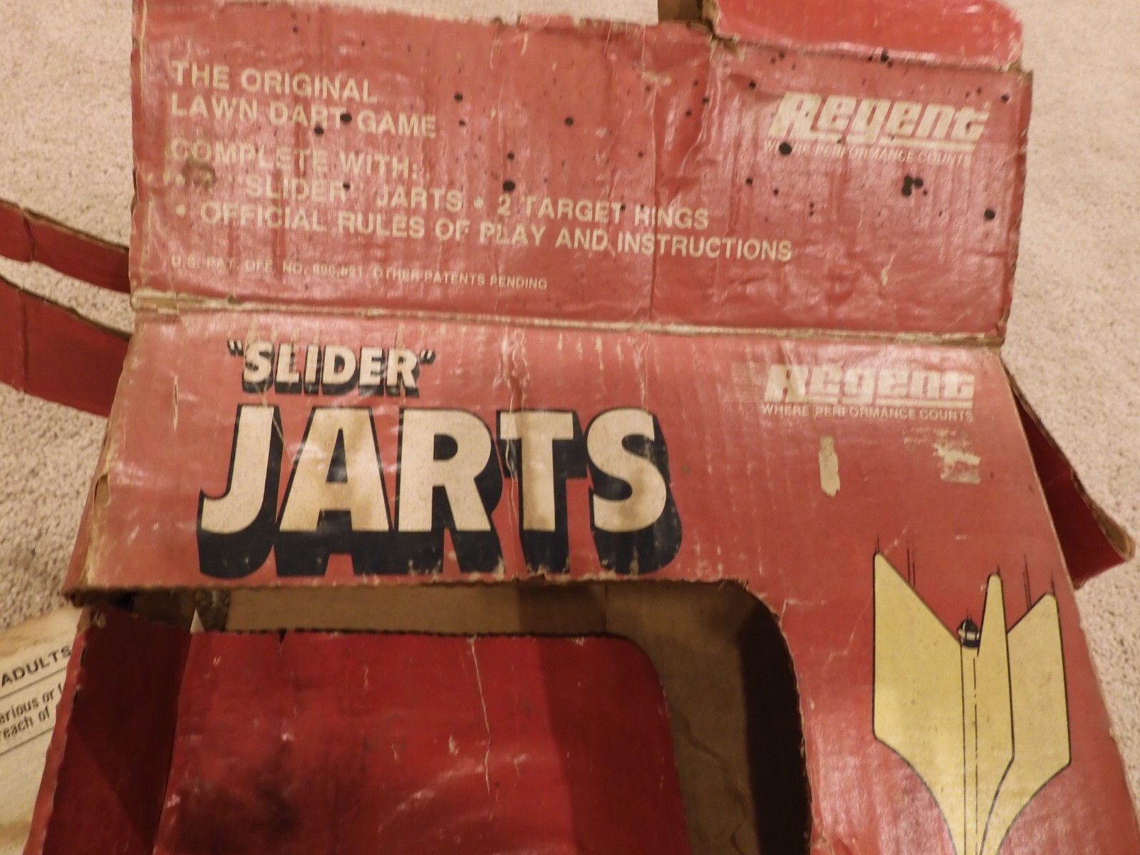 VINTAGE SLIDER JARTS LAWN DART GAME WITH INSTRUCTION SHEET (EMPTY BOX ...