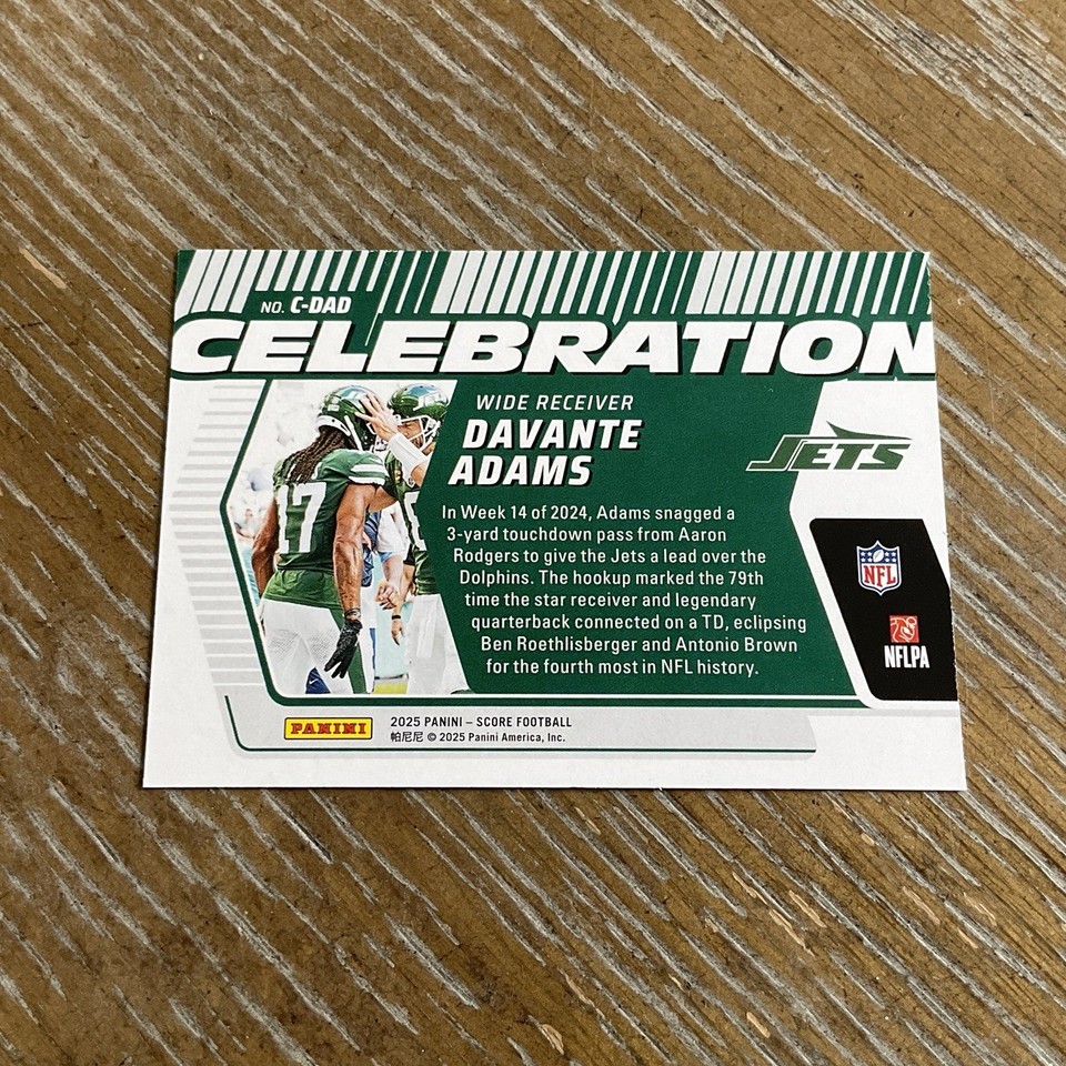 Davante Adams 2025 Panini Score Football “Celebration” #C-DAD Jets | eBay