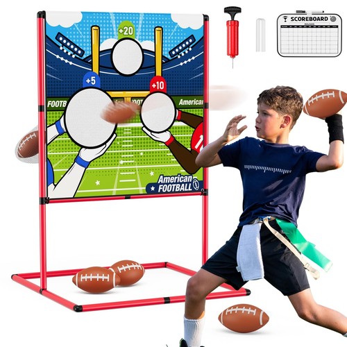 Football Toss Game with 4 Inflatable Footballs, Throwing Target Game ...