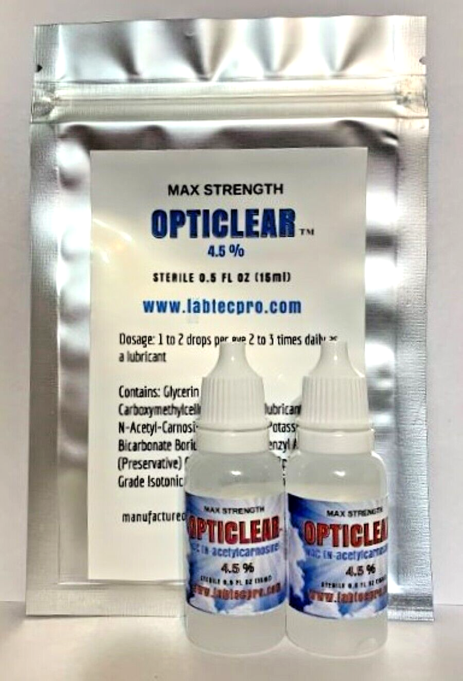 Cataract Eye Drops with 4.5% NAC, N-Acetylcarnosine 15ml Vial 2 pack ...
