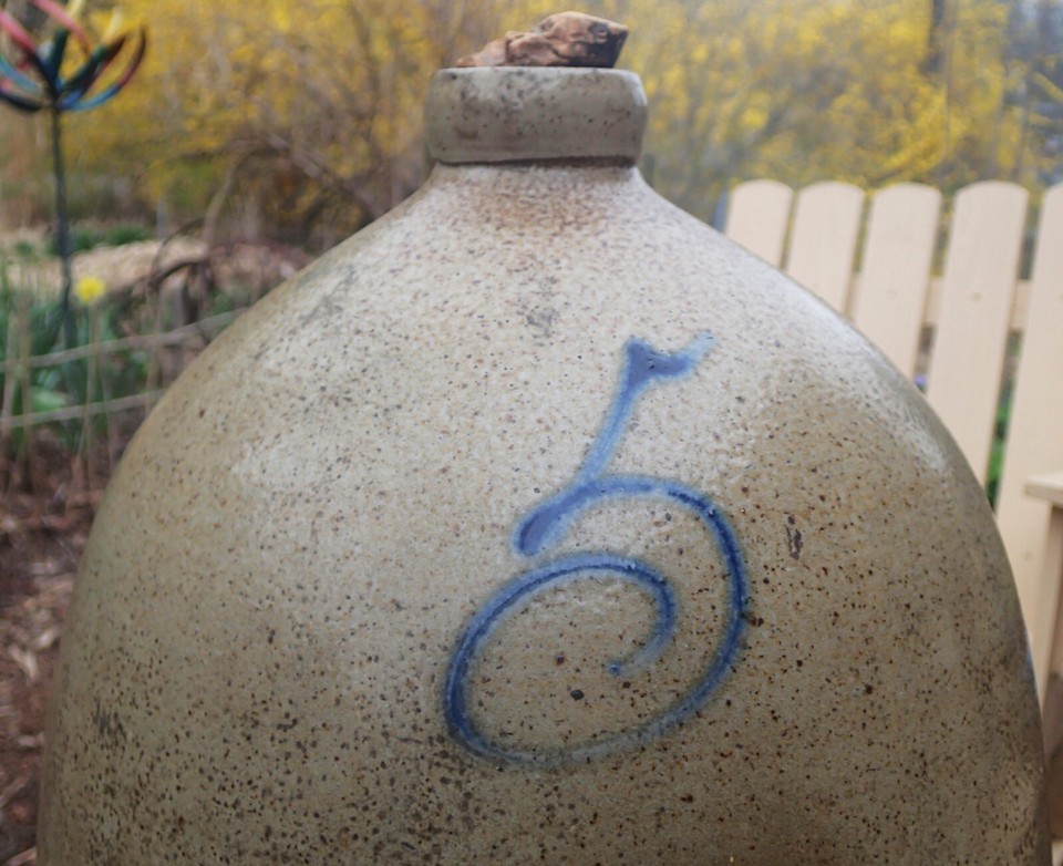 ANTIQUE SALT GLAZED 5 GALLON COUNTRY STORE STONEWARE JUG WHISKY STILL ...