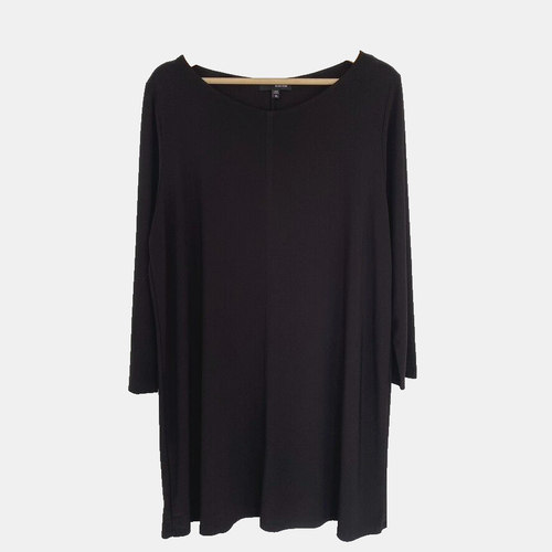SUN KIM Comfy Lagenlook Tunic Black Size XL 3/4 Sleeve #SK16 Casual ...