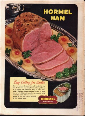 1946 Vintage ad Hormel Good Foods Ham Easter Platter Cherries tray 04 ...