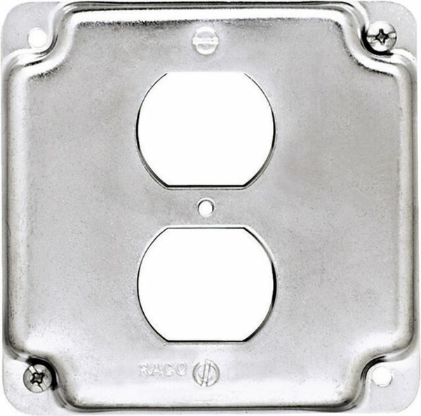 Hubbell RACO 902C 1 Duplex Receptacle 4-inch Square Exposed Work Cover ...