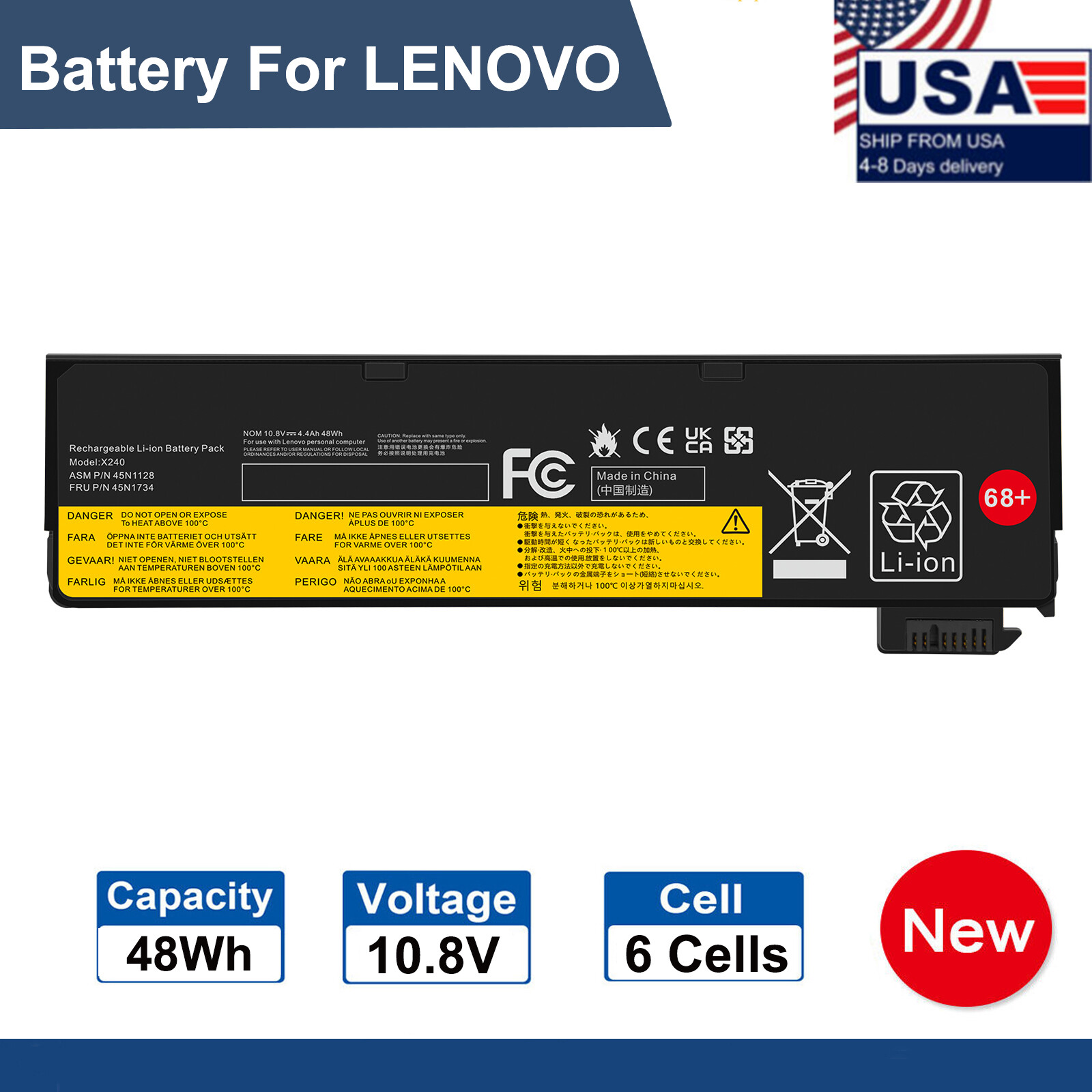 X240 X240S Battery for Lenovo Thinkpad X250 X260 X270 T440 T440S T450S ...