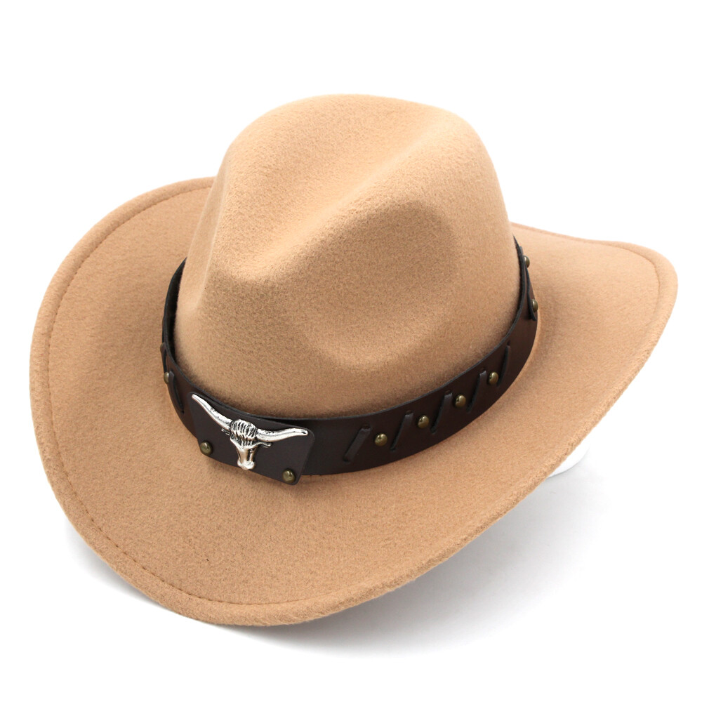 Wide Brim Western Cowboy Hat Cowgirl Cap Wool Blend Summer for Men ...