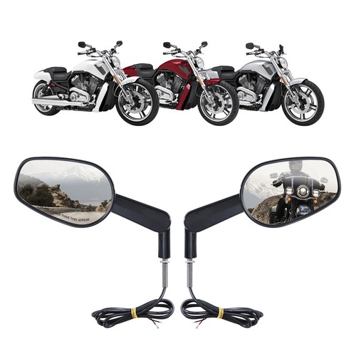 Muscle Rear View Side Mirrors LED Turn Signals Fit For Harley V-Rod ...
