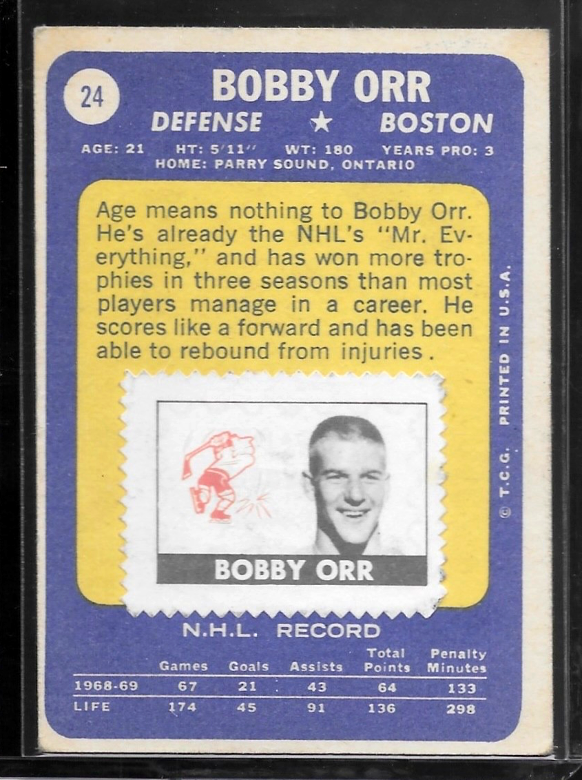 1969-70 Topps - Bobby Orr #24 (with stamp) VgEx+ | eBay