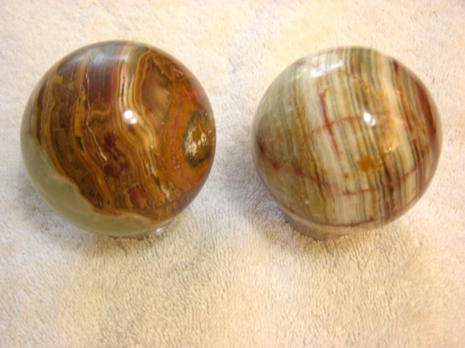 Banded onyx spheres 3 inch diameter with stands 2 sphere lot bx2 | eBay
