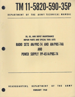Historical book Radio Sets AN/PRC-74, -74A and PP-4514/PRC-74, Repair ...