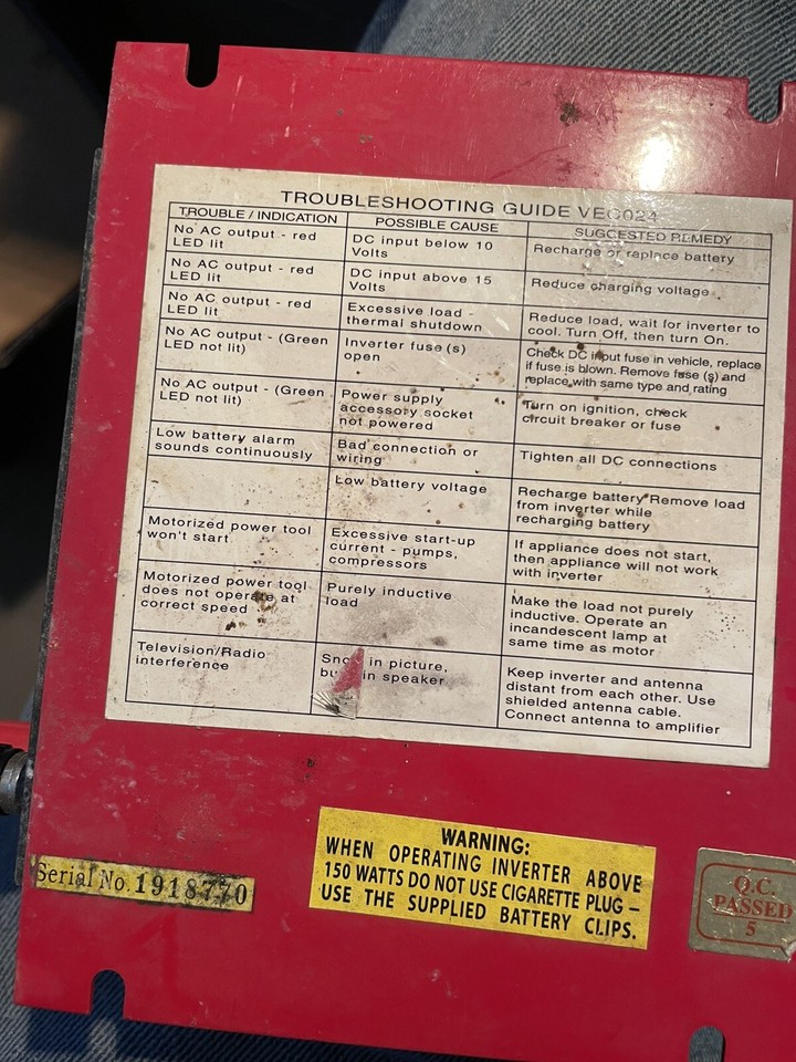 Vector 400 Watt DC To AC Inverter Untested | eBay