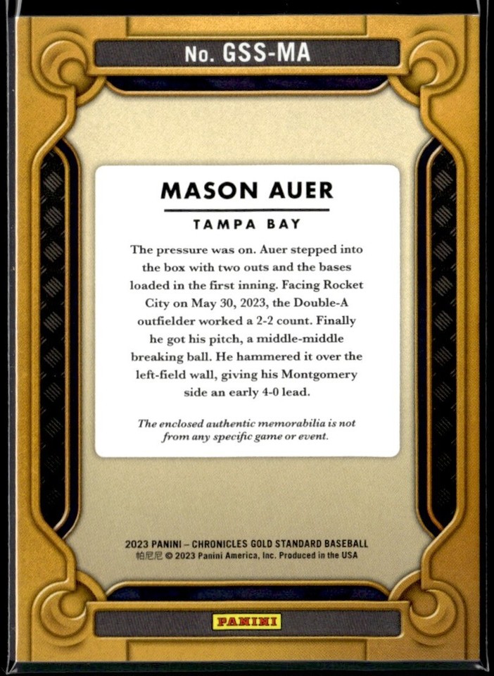 2023 Panini Chronicles Gold Standard Swatches Mason Auer /99 Tampa Bay ...