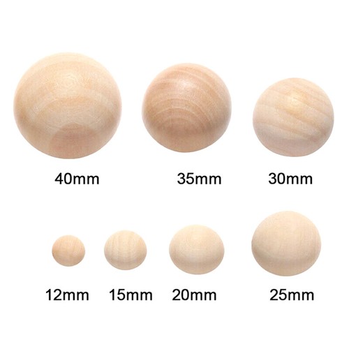 Half Wooden Balls Unfinished Split Natural Wood Beads Craft Paint Round ...