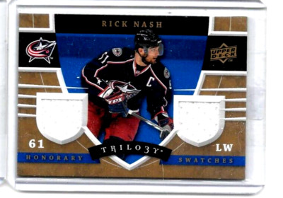 RICK NASH 2008 UPPER DECK TRILOGY HONORARY SWATCHES DUAL GAME USED ...