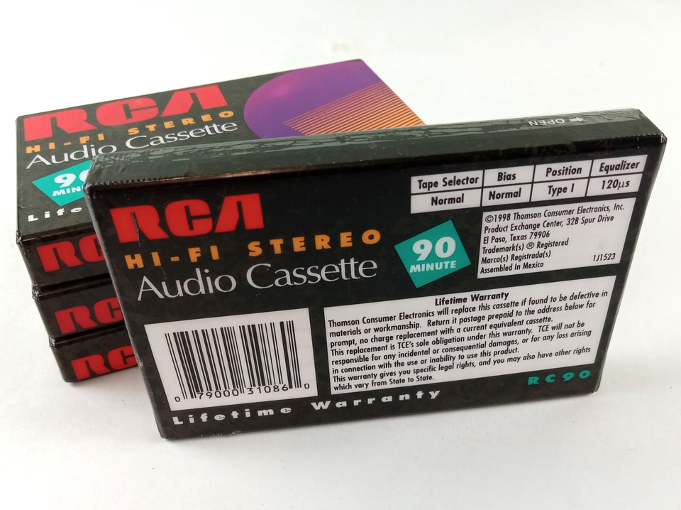 4 New Sealed RCA RC90 HI-FI Stereo Blank Audio Cassette Tape for ...