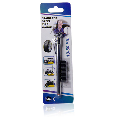 T-Rex Car Tire Pressure Gauge 10-50 PSi Tire Gauge w/ 5 Black Plastic ...
