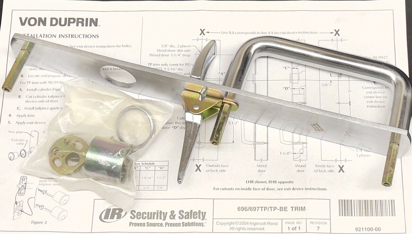 Von Duprin 697TP-R/V-US26D 1 3/4 044820-26 Exit Device Vertical ...