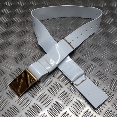 White Military Belt Parade & Ceremonial Issue No Insignia Plate Buckle ...