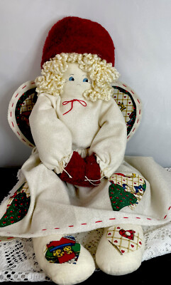 Primitive white Country Rustic Angel Rag Doll With Quilted Look ...