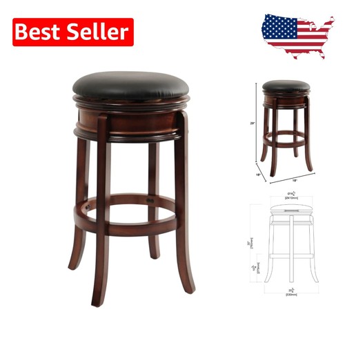 Elegant 29-Inch Backless Swivel Bar Stool in Black Faux Leather and ...