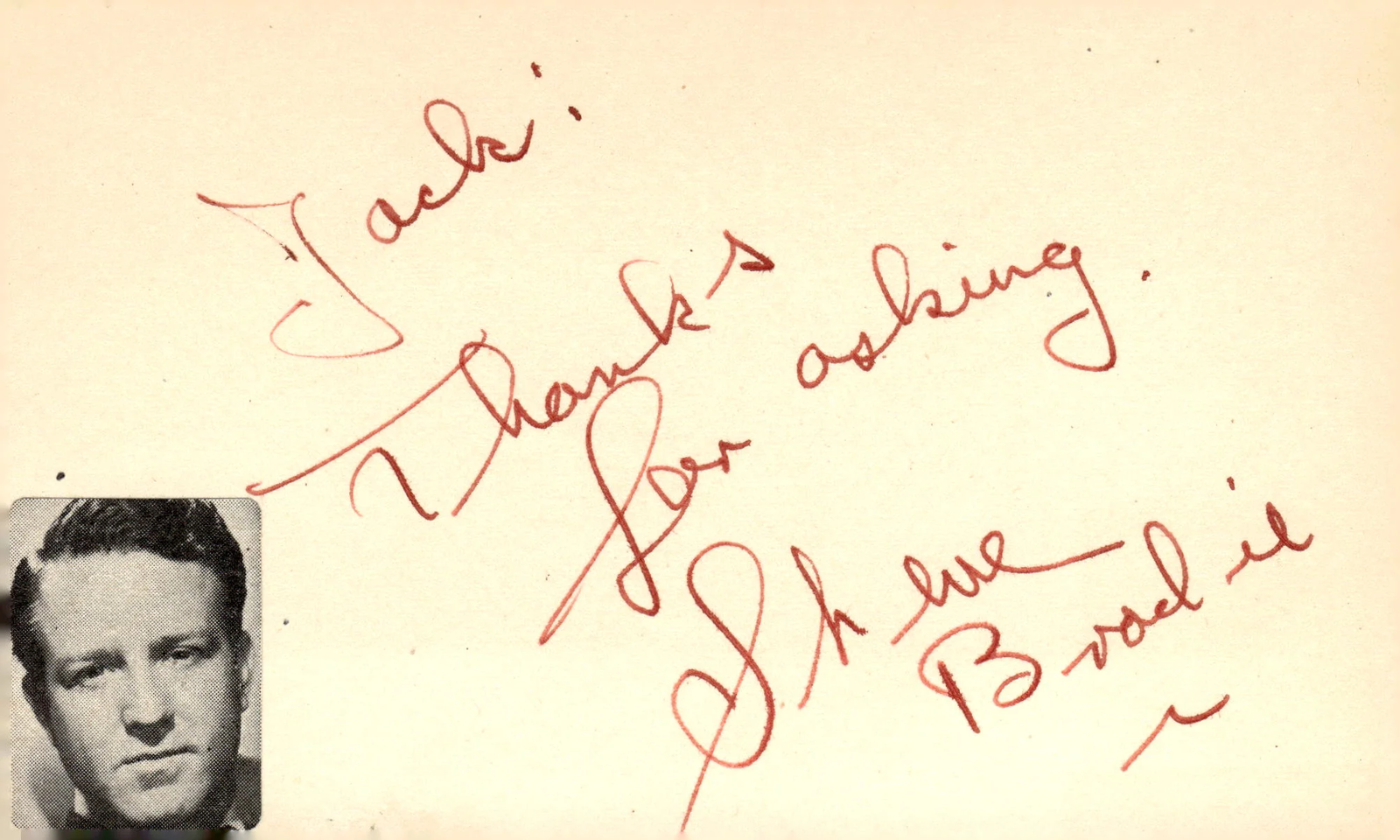 Steve Brodie Signed Auto 3x5 Index Card Giant Spider Invasion | eBay