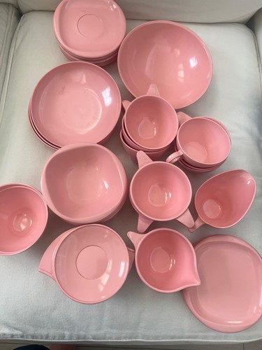 Vintage Boonton Ware Dish Set MCM Pink Melamine 32 Pcs. | eBay