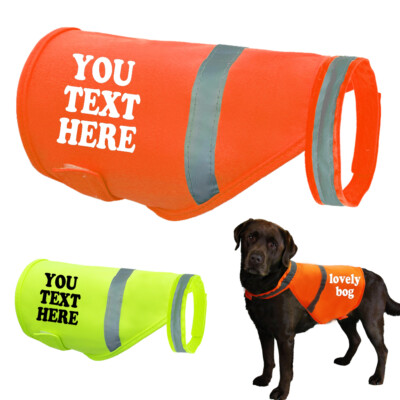 Personalized Safety Reflective Dog Vest Custom Name Print High Vis Viz ...