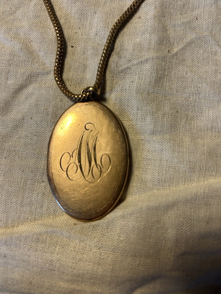 Antique SOB Co Gold Crescent Moon Stars Starburst Locket W/Chain ...