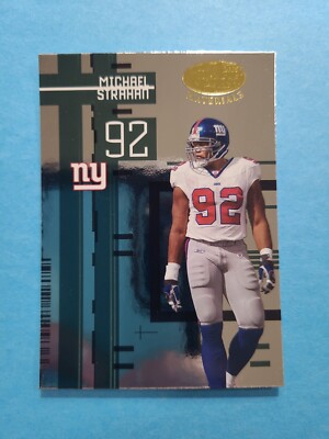 MICHAEL STRAHAN 2005 LEAF CERTIFIED MATERIALS FOOTBALL CARD # 78 G0247 ...