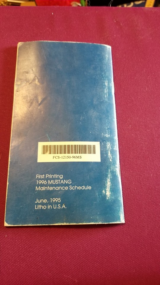 1996 Ford Mustang Owners Maintenance Schedule Book | eBay