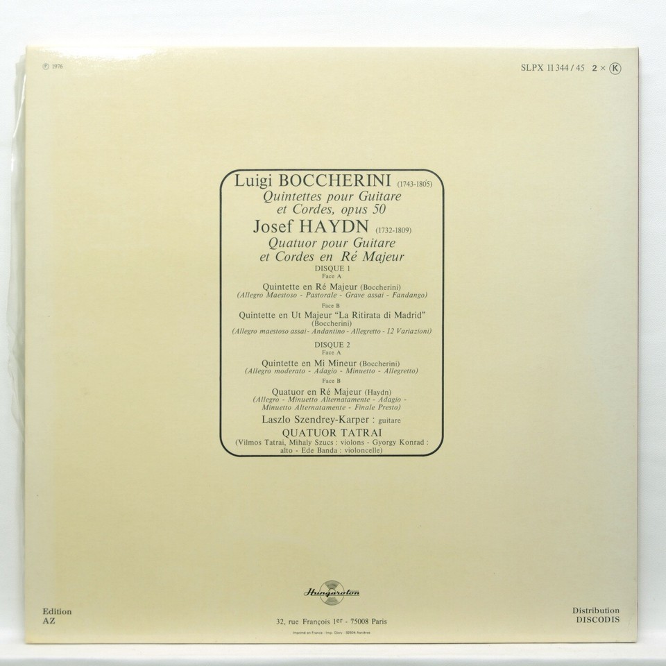 TATRAI QUARTET - BOCCHERINI guitar quintet HAYDN guitar quartet ...