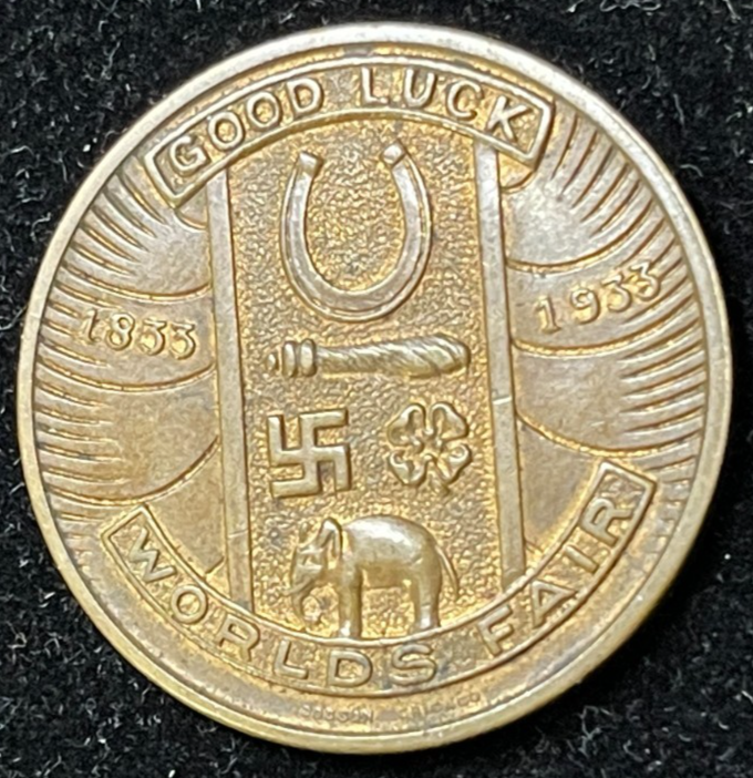 1933-1934 Chicago World's Fair Good Luck Token with Swastika RARE ...