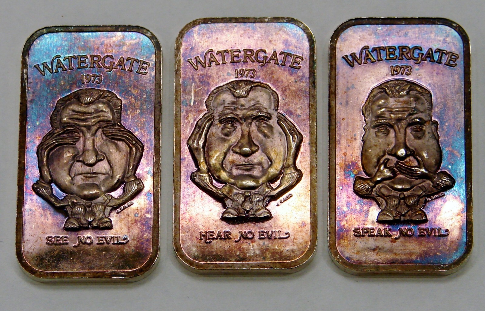 Watergate - Set of 3 1 oz. .999 Silver Art Bars - Hear, See, Speak No ...