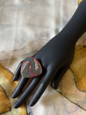 Marvelous Vintage Upcycled Modernist Statement Ring - Inlaid Epoxy ...