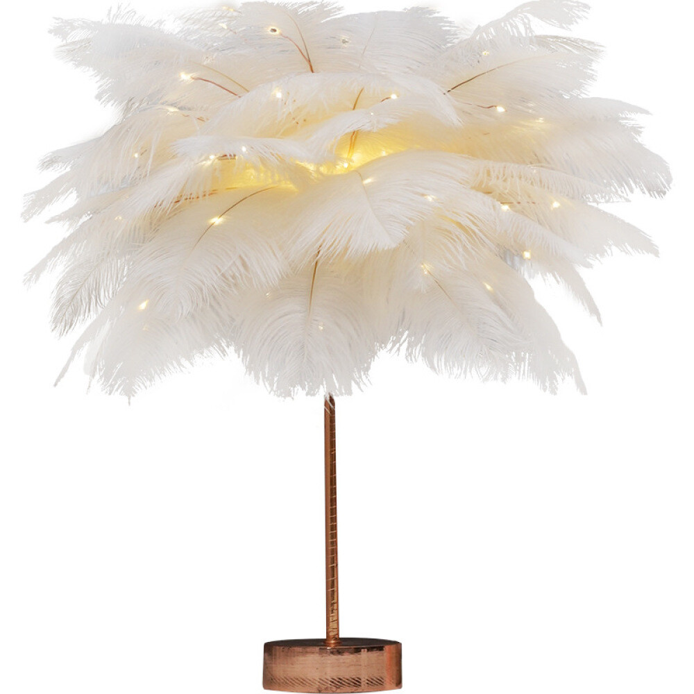 Feather Shade Table Lamp Lampshade Shaped Table Night Light Decor Light ...