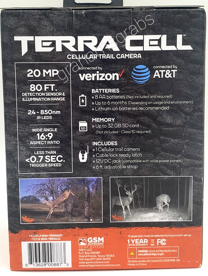 Wildgame Innovations TERRA CELL CELLULAR TRAIL CAMERA 20 MP 80 FT ...