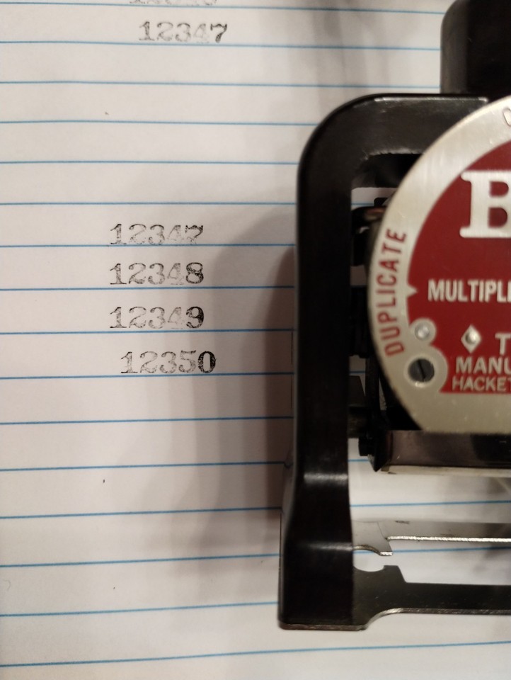 Vtg Bates Numbering Machine Multiple 4 Movement 6 Wheels Style E in ...