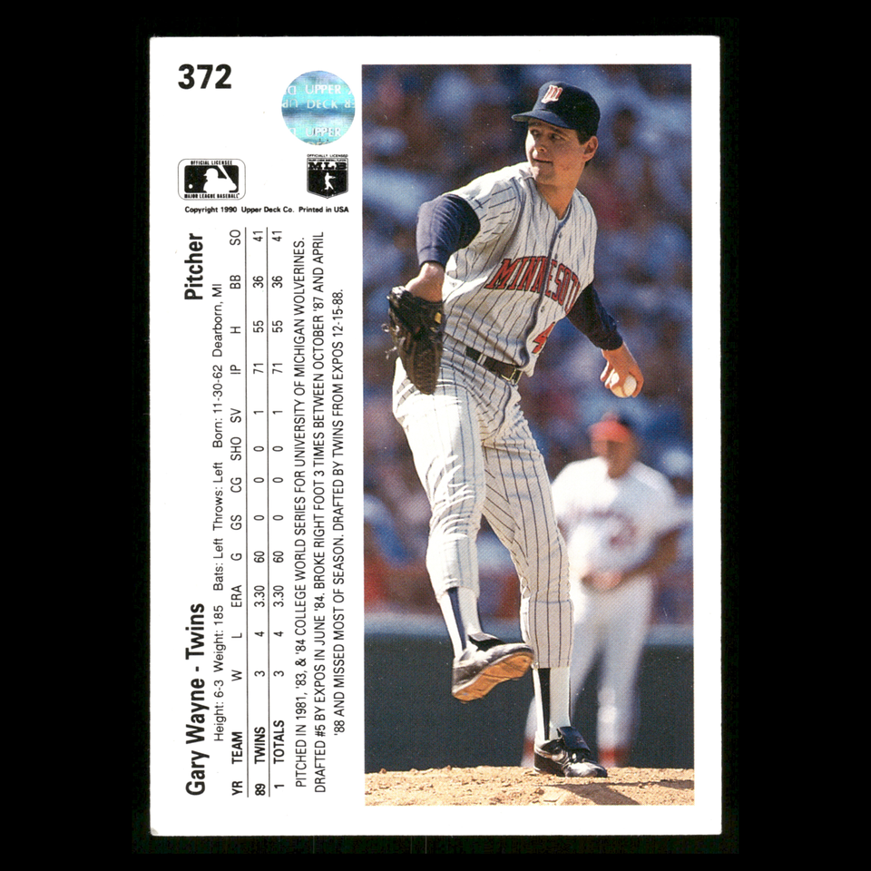 Gary Wayne #372 1990 Upper Deck Minnesota Twins Baseball Card MLB | eBay