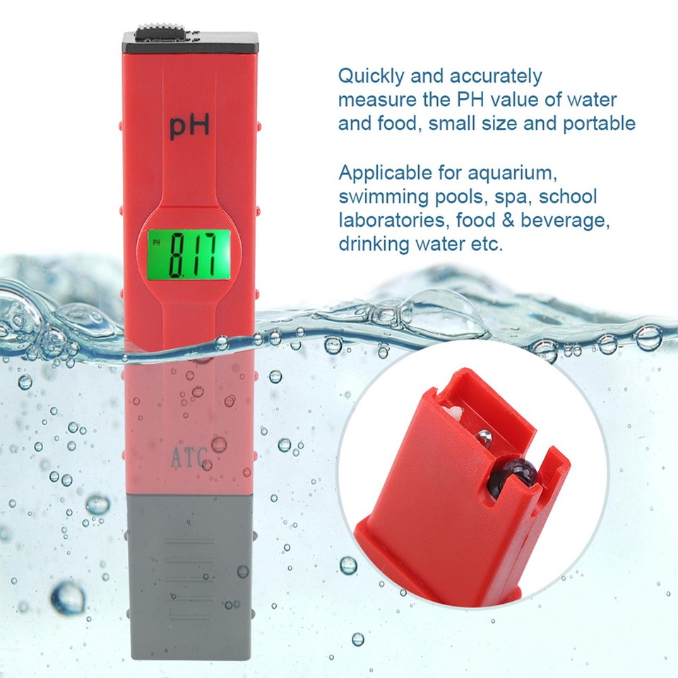 Portable LCD Digital Food Beverage PH Tester Aquarium Pool Water ...