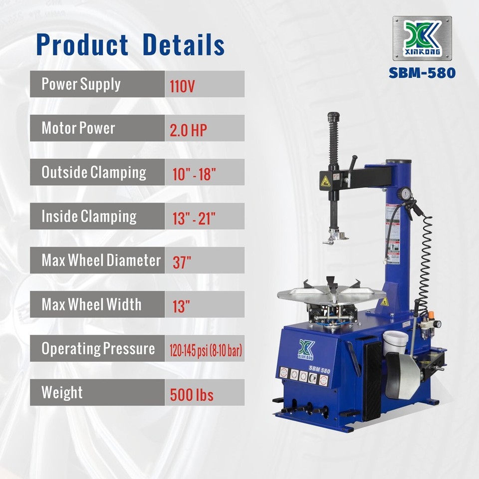 XK 580 Single Auto Tire Changer Wheel Changer Machine w. Double Foot ...