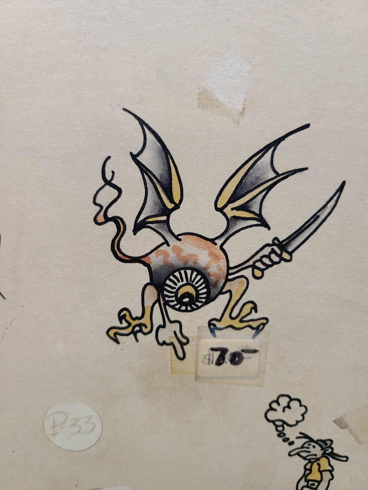 Vintage 1972 Don Nolan Tattoo Flash Sheet Original Art Signed Parlor 15 ...