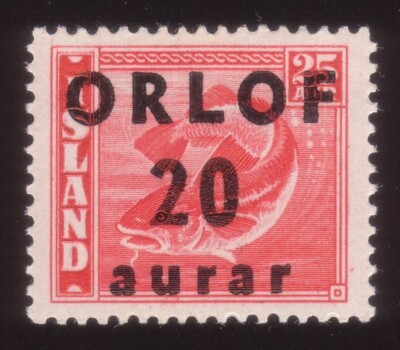 ICELAND 1943 O11 (ORLOF ovpt on Facit 248) MH | eBay