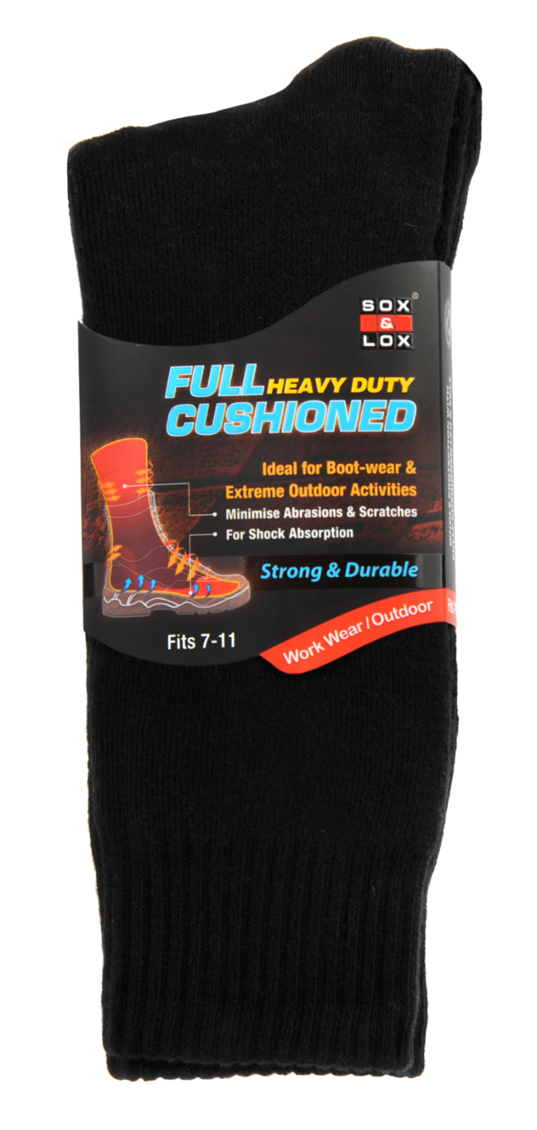 SOX & LOX Heavy Duty Full Cushioned Work Boot Sock - Strong & Durable ...