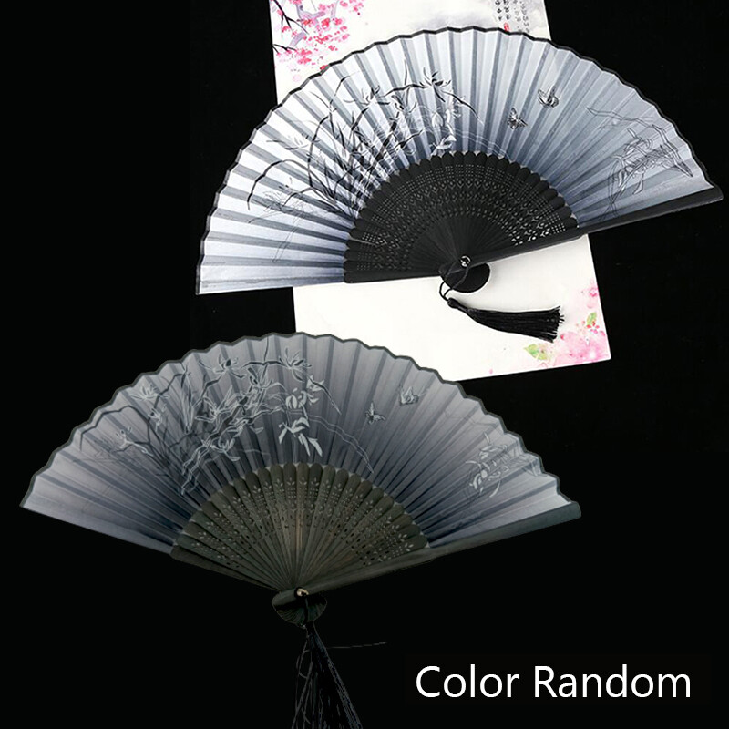 Chinese Foldable Hand Held Bamboo Fan Dance Folding Fan Flower Wedding ...
