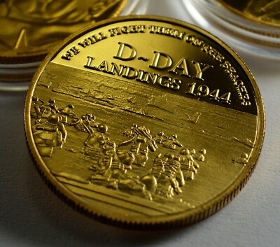 24ct Gold D-Day Landings Commemorative in Capsule. Winston Churchill ...