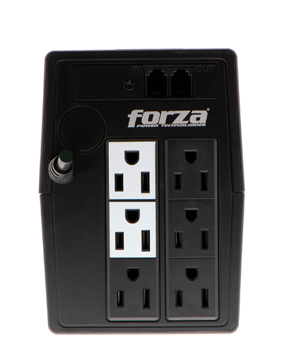 Forza UPS Battery Backup & Surge Protector 6 Outlet Battery Backup ...