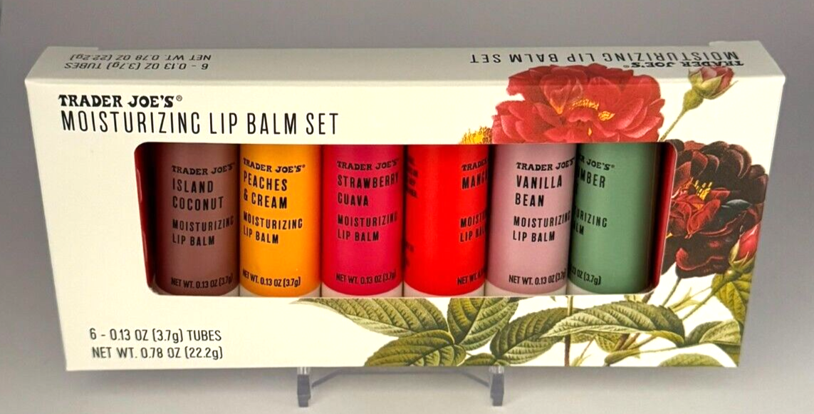 New Trader Joe's Moisturizing Lip Balm Set 6 Assorted Flavors Gift Box ...